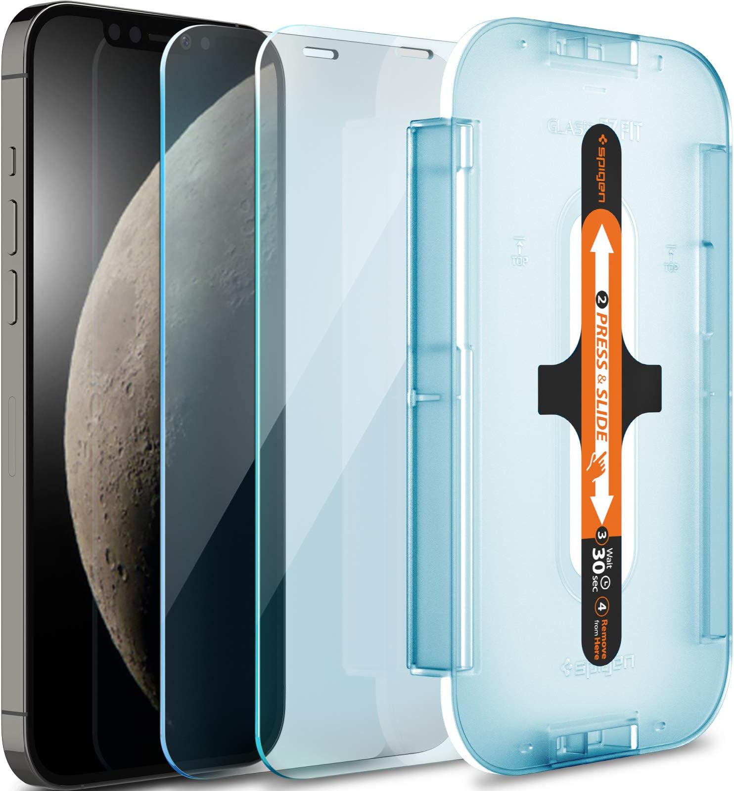Spigen Protector pantalla de vidrio templado [Glas.tR EZ Fit] diseñado para iPhone 12 / iPhone ...
