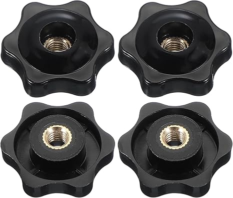 PATIKIL M6 x 32mm Through Hole Knob Nut Screw, 4 Pcs Brass Screw-On Female Thread Knob Plastic ...