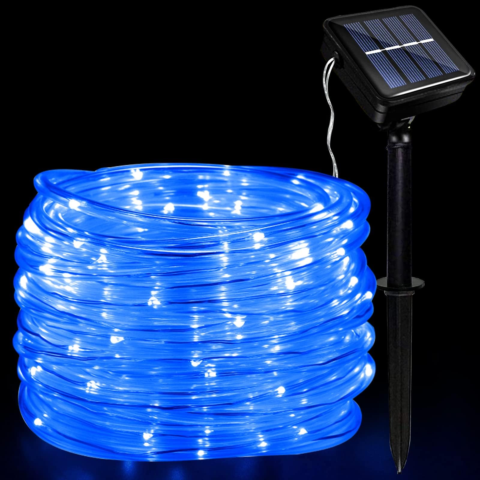 JIMACRO Outdoor Solar LED Rope Lights, IP65 Waterproof Rope Lights 12m ...