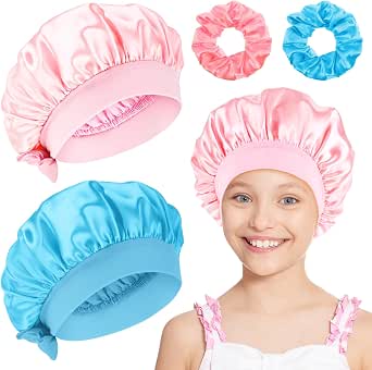 Amazon.com: 2 Pcs Kids Satin Bonnets, Silk Hair Bonnet for Sleeping ...