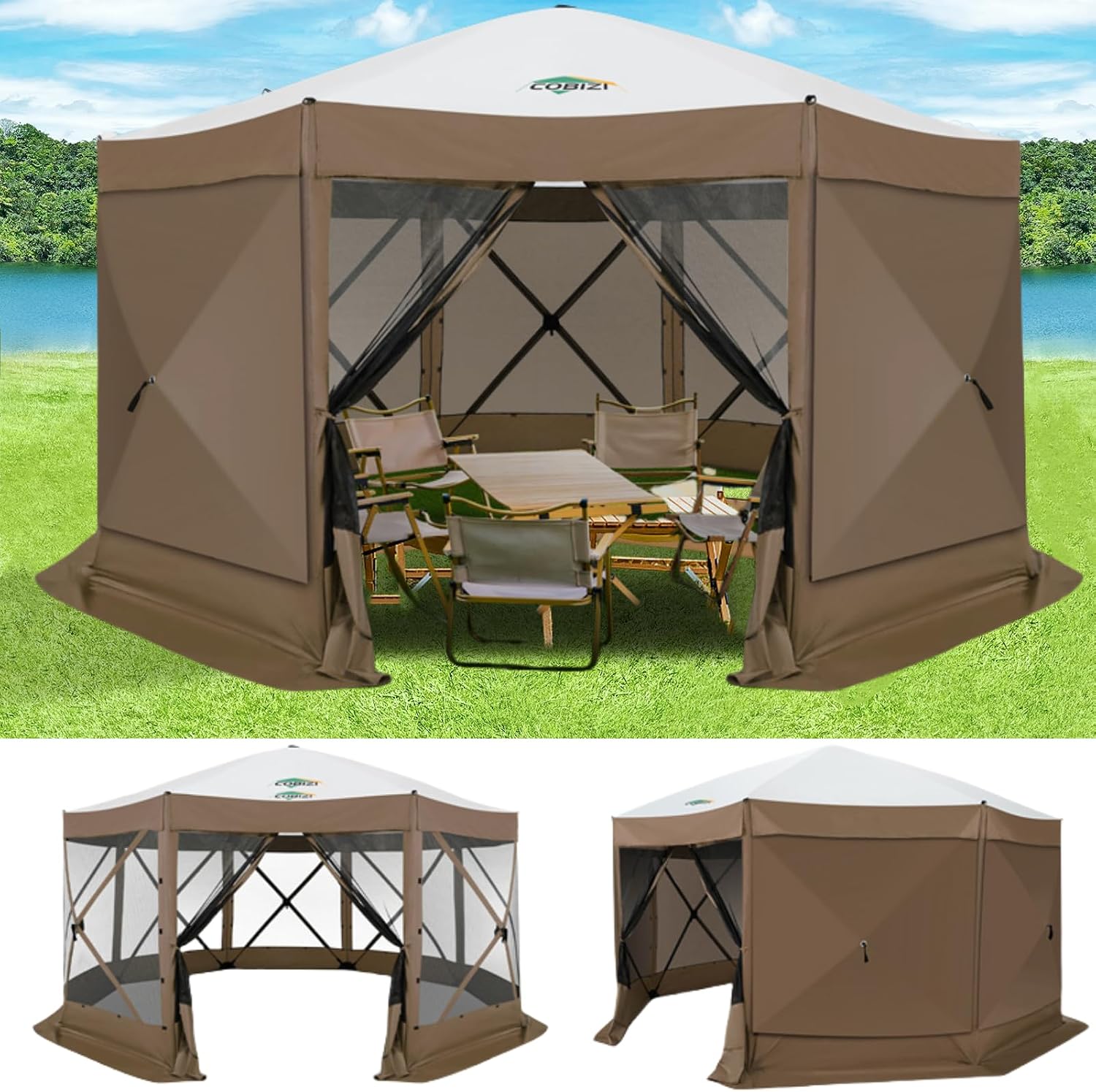 Amazon.com : COBIZI 15x15ft Extra Large Pop-Up Gazebo Canopy Tent with ...