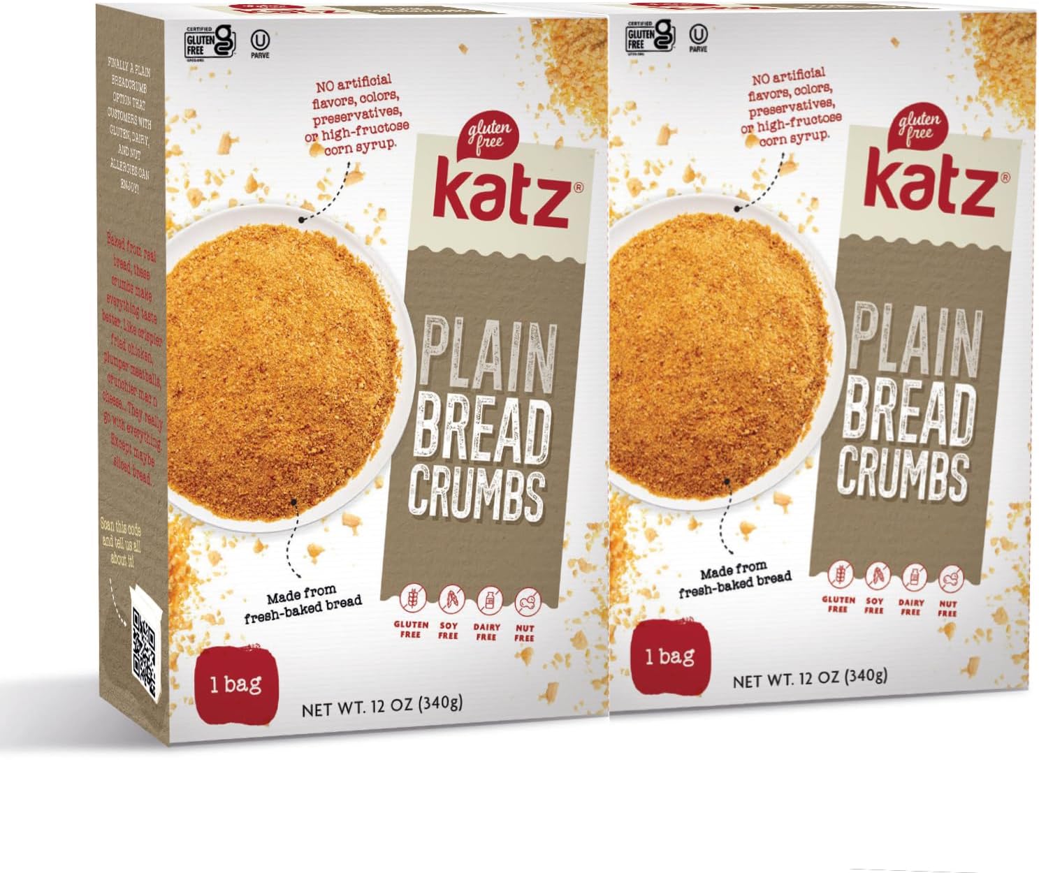 Amazon.com : Katz Gluten Free Bread Crumbs Plain Unseasoned. Crispy ...