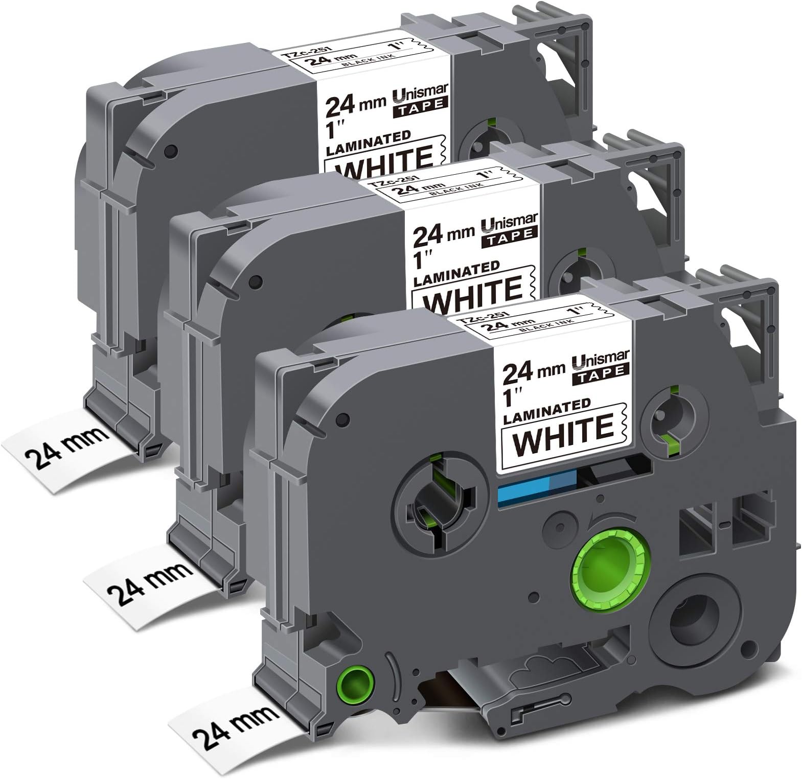 Unismar Tz Tape 24mm 0.94 Laminated White Compatible Label Tape ...