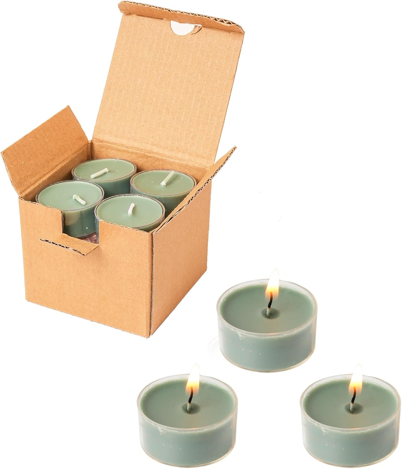 Amazon.com: MUUFAZA 12 Unscented Natural Soy Tealight Candles in Clear ...