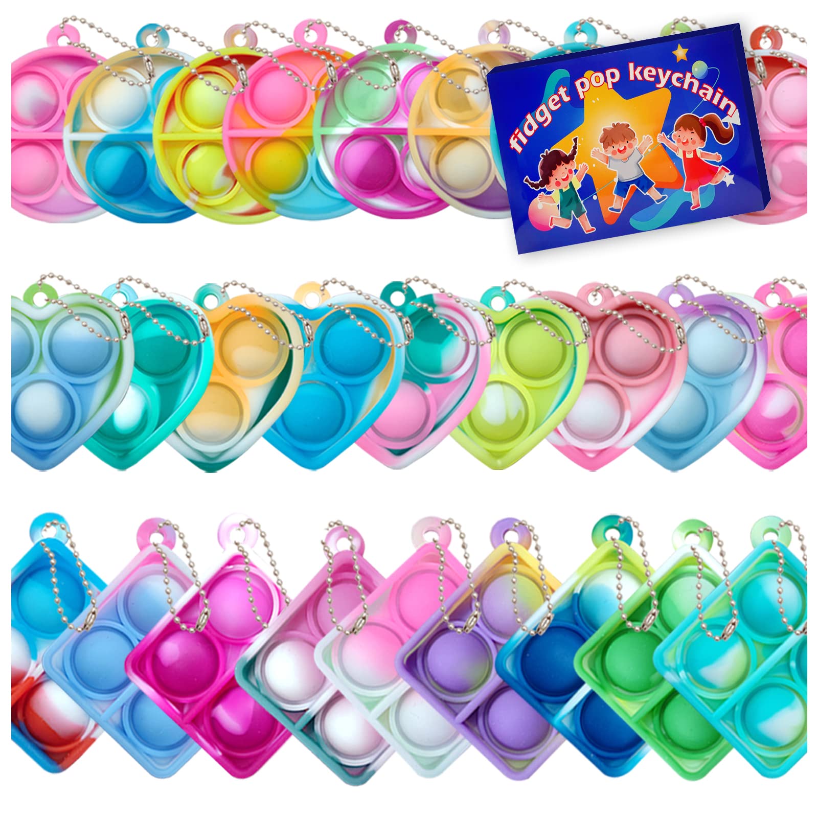 ONKULL® Pop Fidget Keychain It Mini Fidget Toys Bulk 30 Pack Party ...