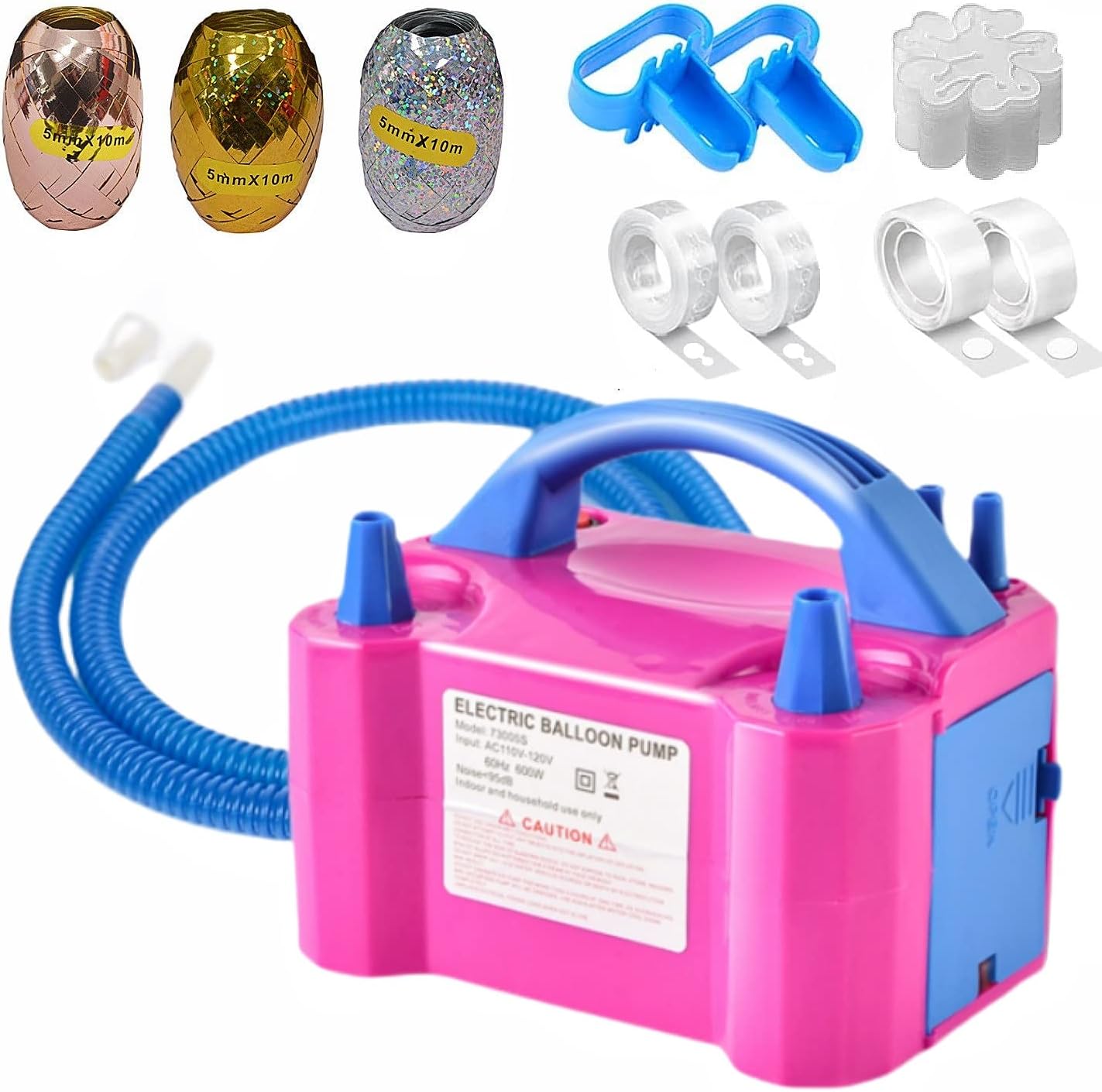 Electric Air Balloon Pump, Portable Dual Nozzle Electric Balloon Blower Air Pump Balloons ...