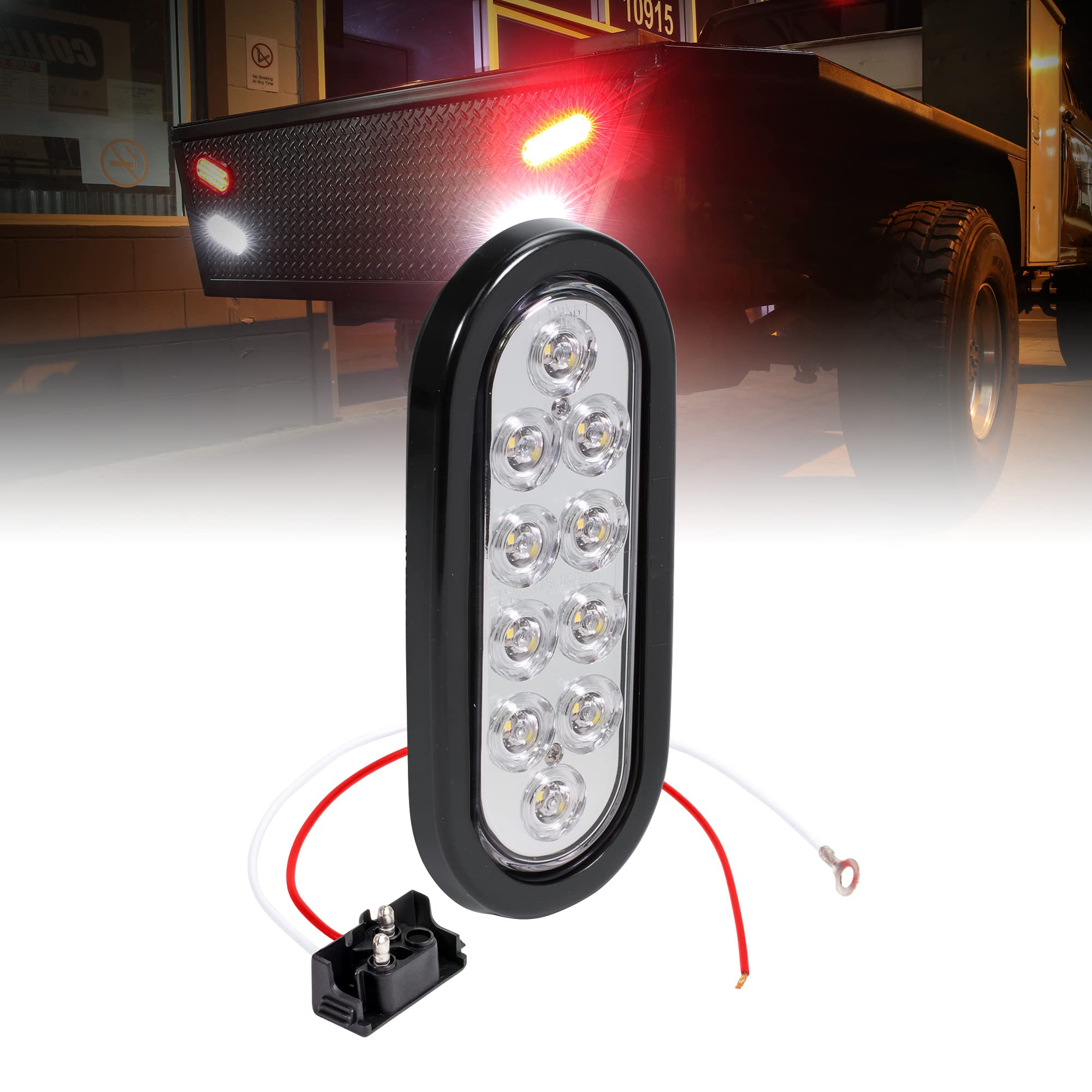 Snapklik.com : TRUE MODS 6 White Oval LED Reverse Trailer Tail Light ...