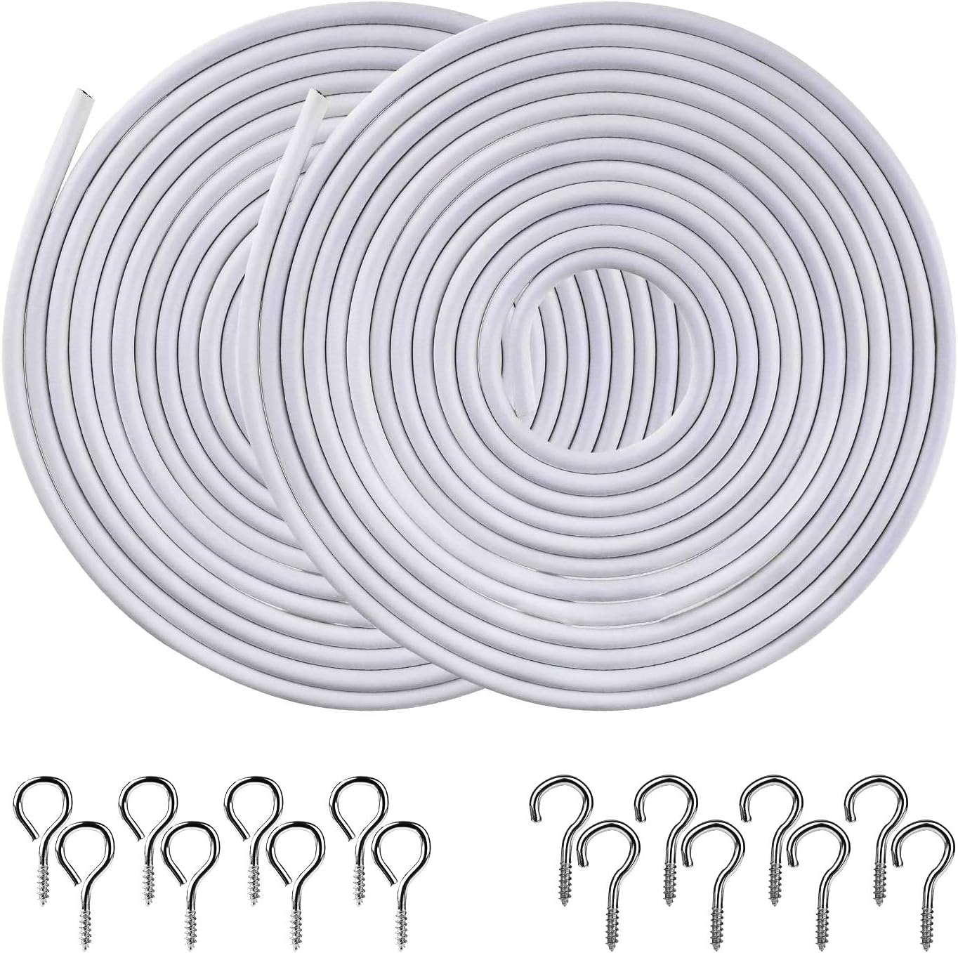 Amazon.com: OOTSR [2 Pack White Curtain Wire, Plastic Coated Window ...