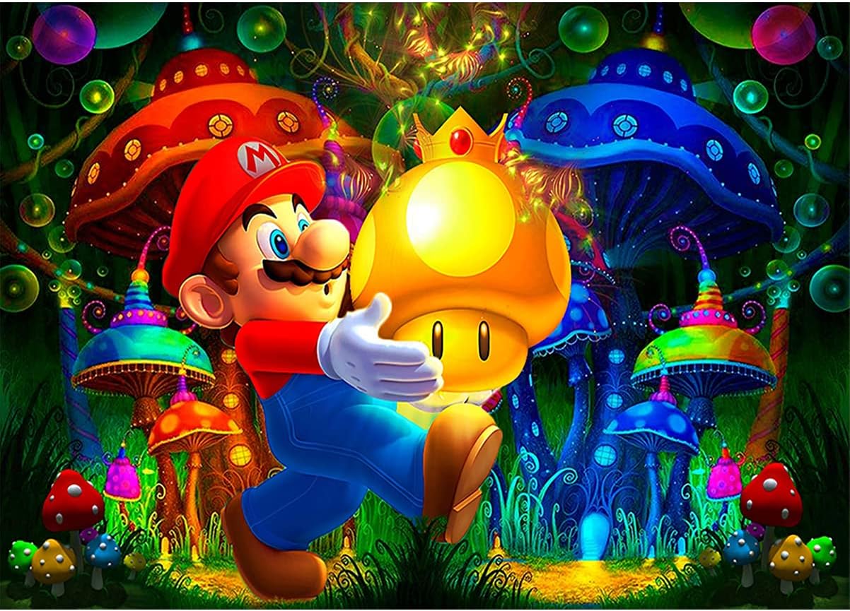 Mushroom Animated Diamond Painting Mario, Cartoon Diamond Art Super ...