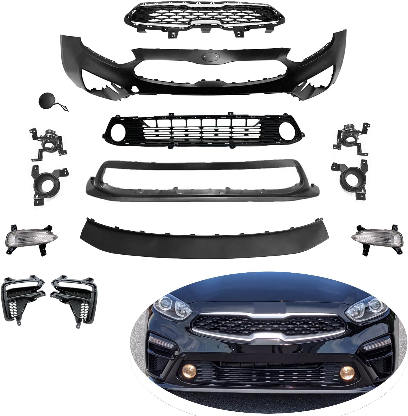 Amazon.com: Complete Front Bumper Grille Set W/Fog Lamp and Turn Lamp ...