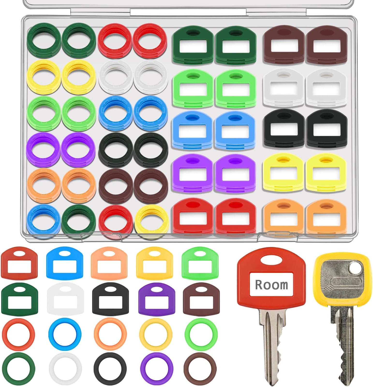 Amazon.com : Blulu 80 Pieces Colored Key Covers Caps Tags Covers Set ...