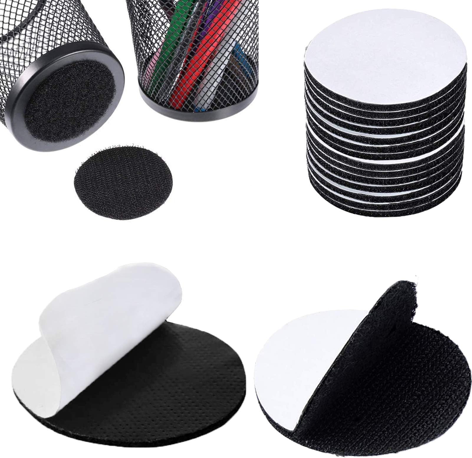 TEUVO 10 Paires 5 CM Round Scratch Autocollant, Bande Scratch Adhésive ...