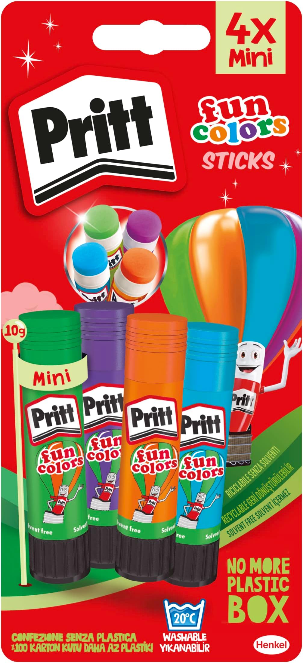 Pritt Rainbow Coloured Glue Sticks, Safe & Child-Friendly Craft Glue ...