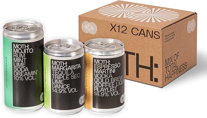 MOTH: Cocktails Variety Pack, Ready To Drink Cans, Mixed Case of 12, 4x ...