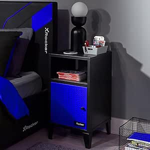 X-Rocker Mesh-Tek Bedside Table Cabinet, Metal Nightstand Storage ...