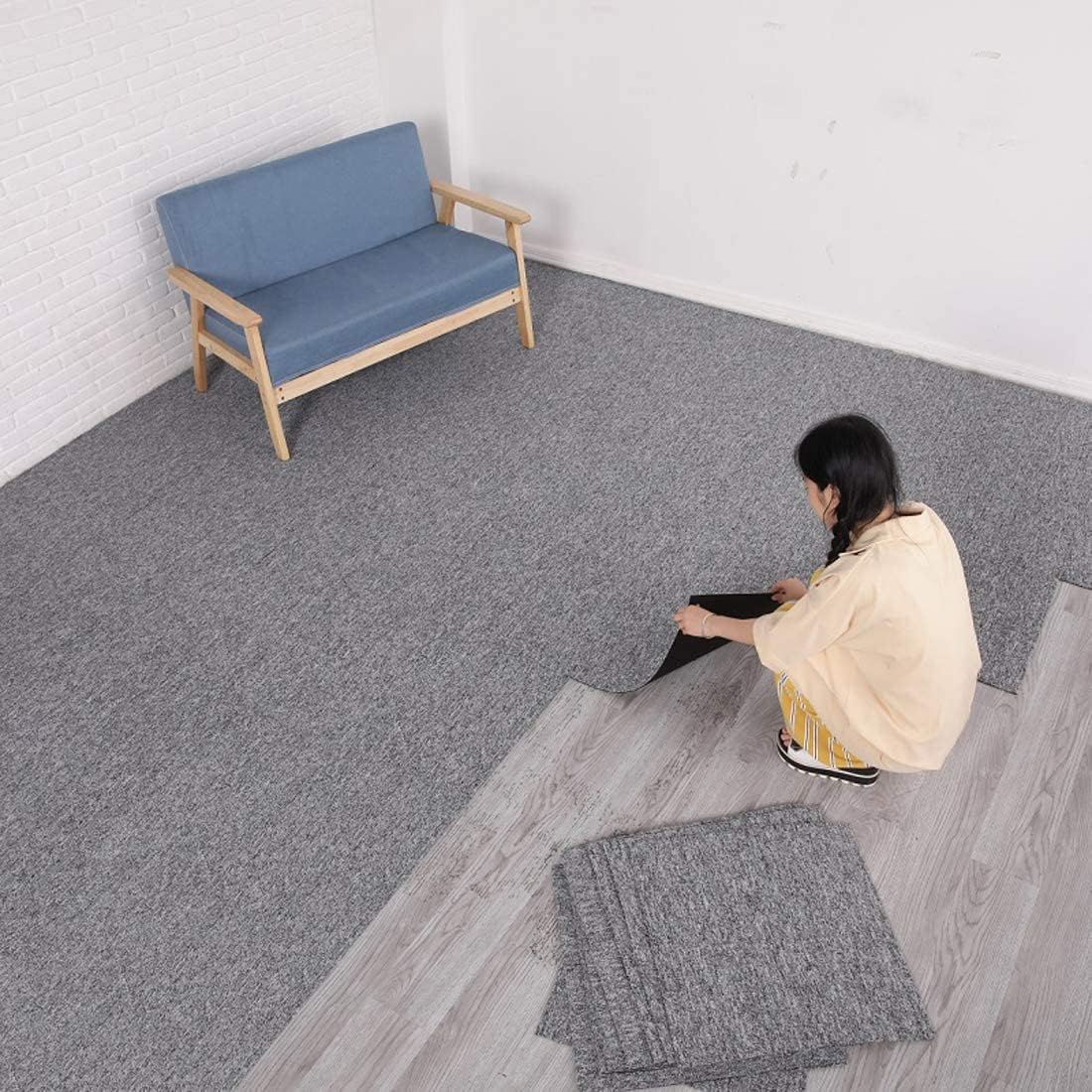 ybaymy 20 PCS Commercial Carpet Tiles, 20”x 20” Carpet Floor Tile with ...