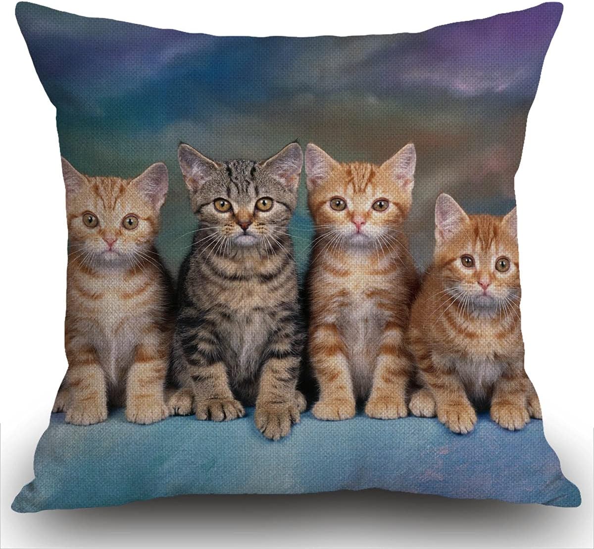 Glareshop Cat Print Linen Pillow Case Cushion Throw Cover Home Sofa ...