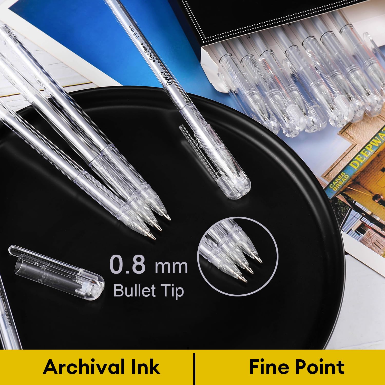 Snapklik.com : Metallic Silver Gel Pens, 0.8 Mm Fine Pens Gel Ink Pens ...