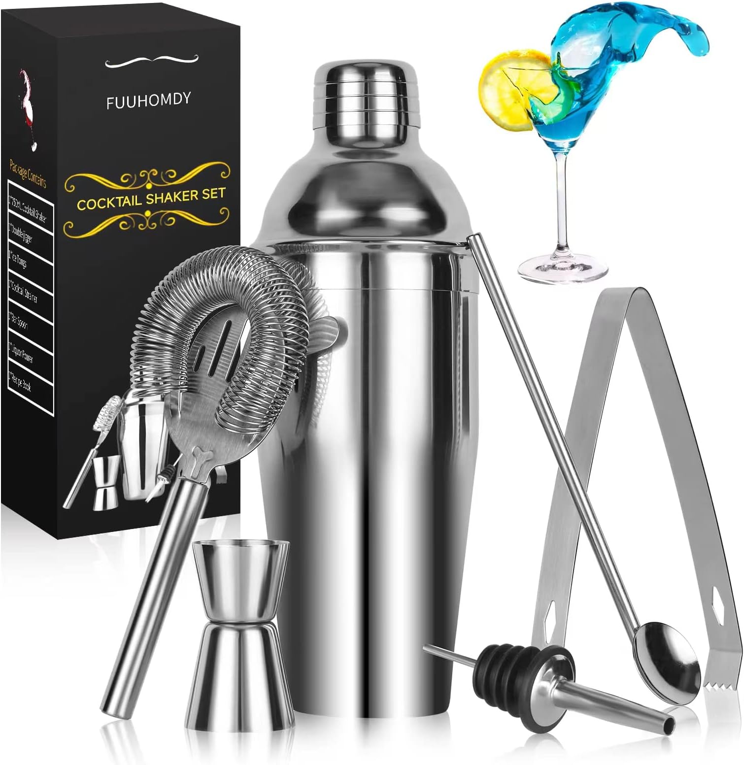 Etens Cocktail Shaker, 24 oz Martini Shaker Drink Mixer with Built-in ...
