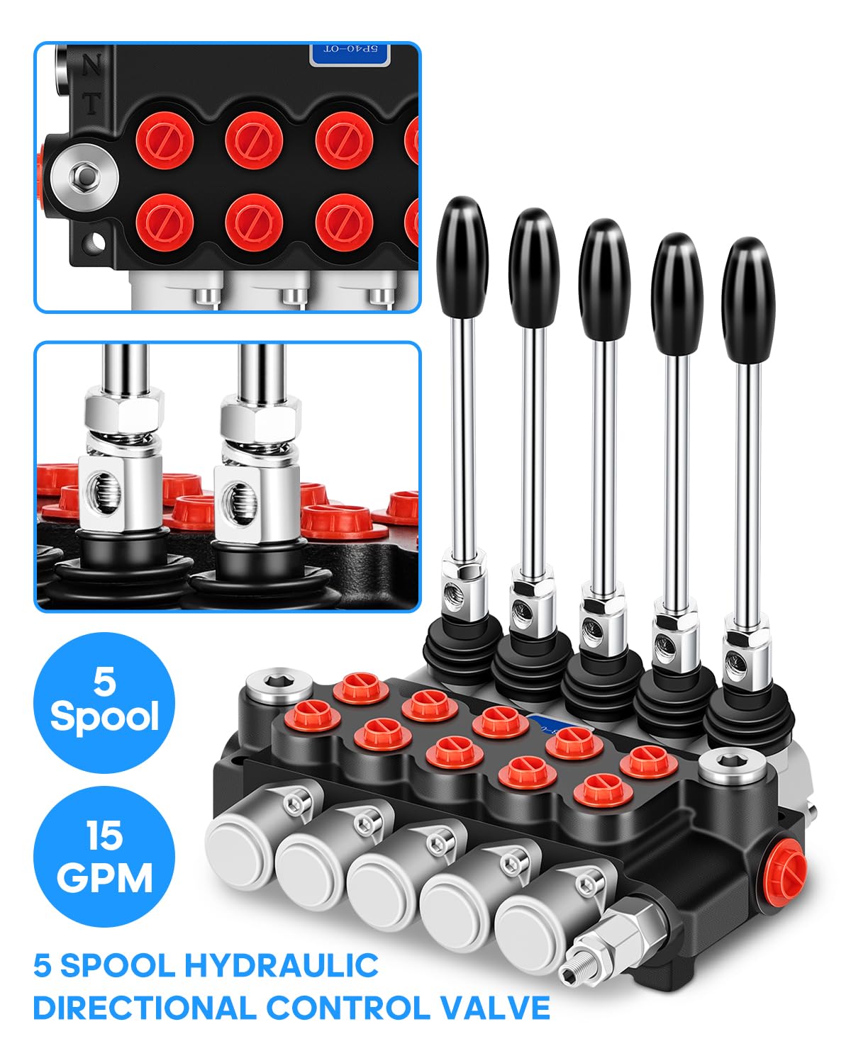 Snapklik.com : 5 Spool 15 GPM Hydraulic Flow Control Valve 3600 PSI G ...