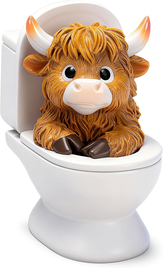 Amazon.com: zimiliz Highland Cow Figurine for Book Shelf Decor ...