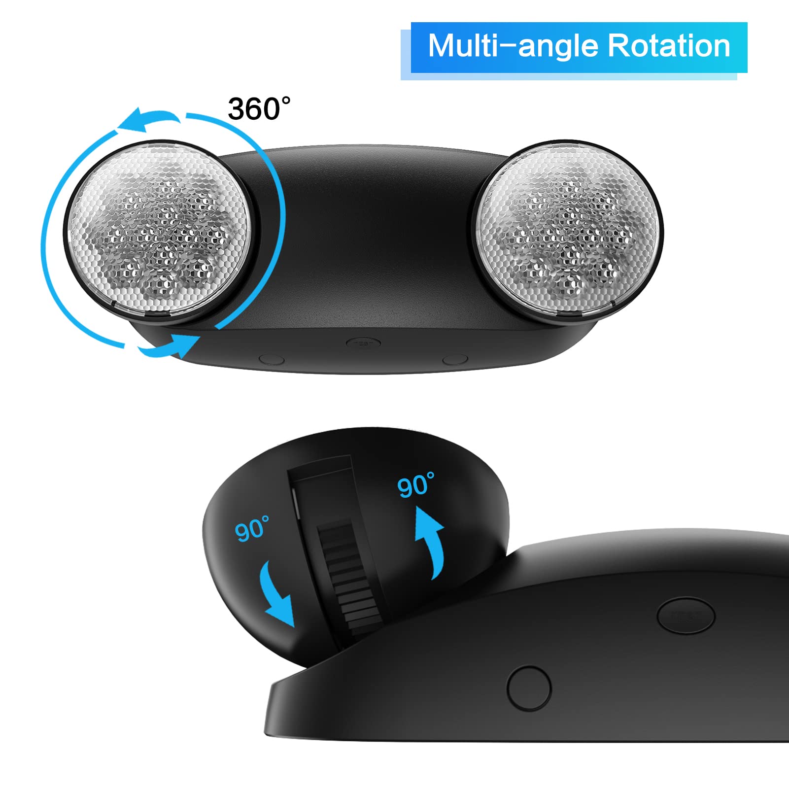 Spectsun 1 Pack Led Black Emergency Light with Battery Backup Round 2 ...