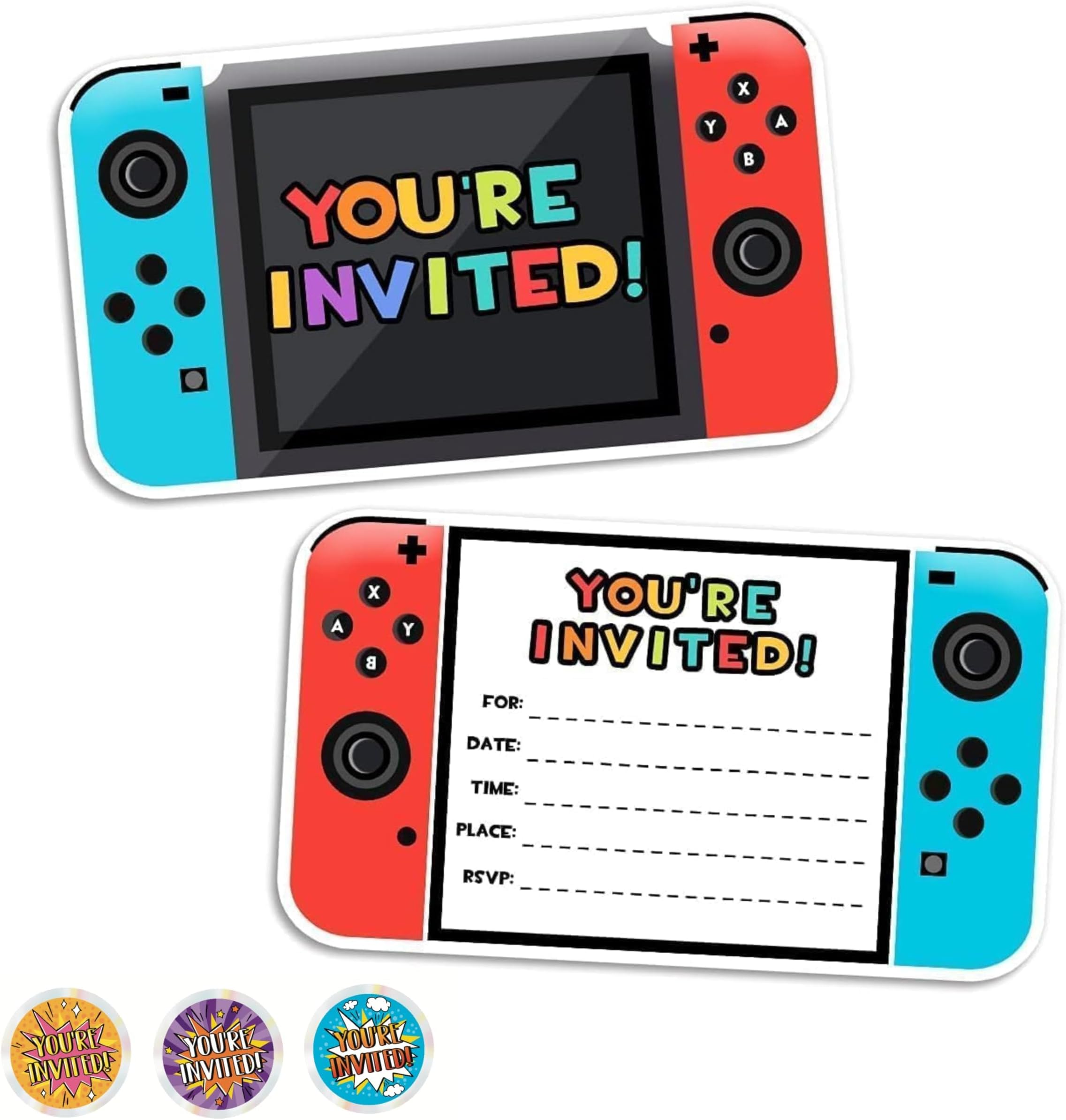 Super Mario Cast Birthday Party Invites - Landscape Striped Design ...
