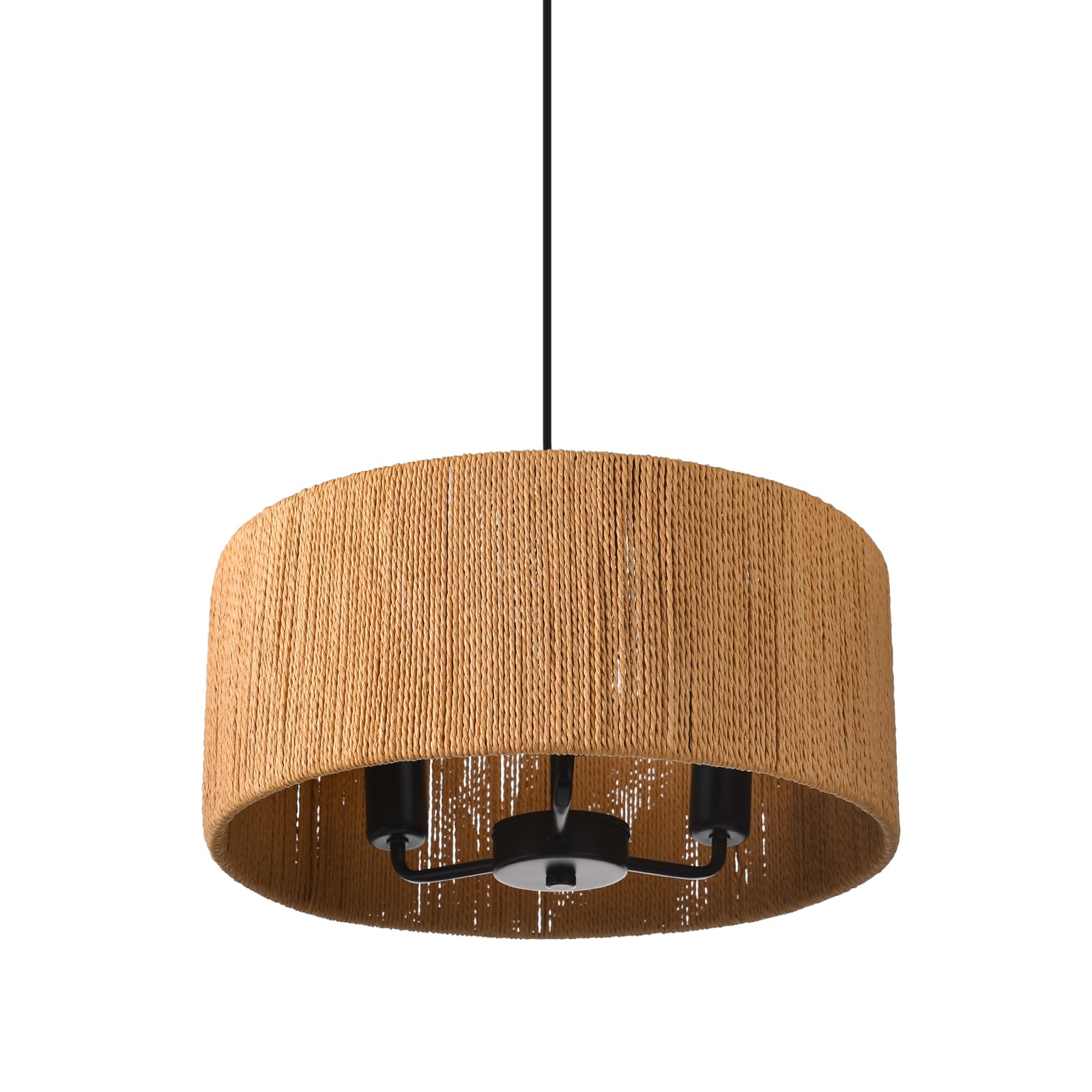 Arturesthome Modern 3-Light Bohemian Pendant Light, Wicker Drum Boho ...