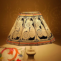 Large Lamp shade in Vintage Style Peacock Pattern | Leather Lamp Shade ...