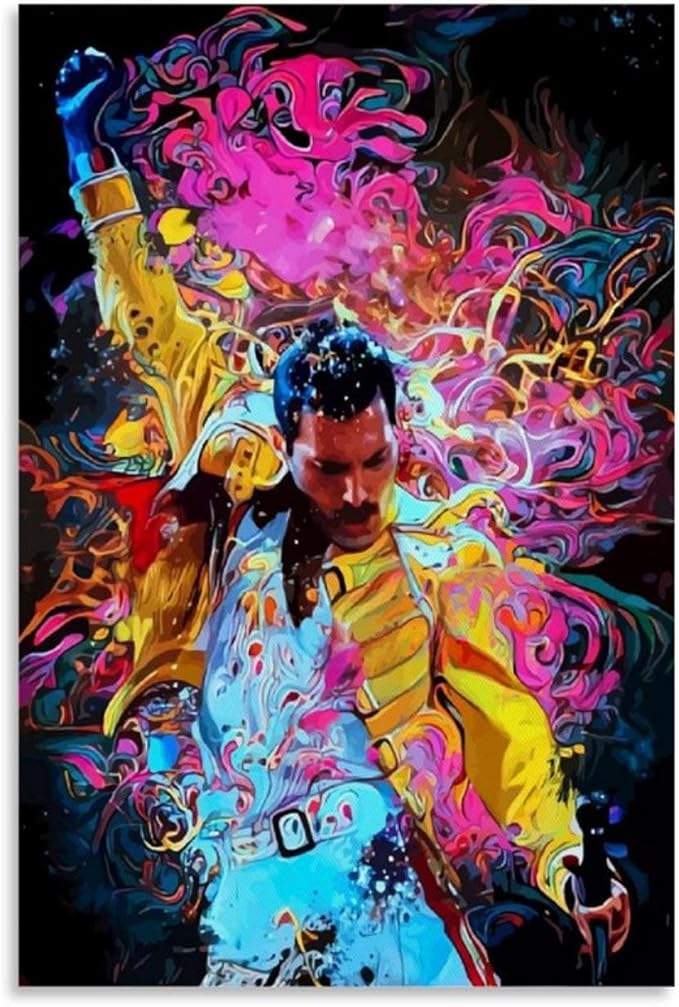 SDFGSD Music Poster Queen Freddie Mercury Canvas Art Poster and Wall ...