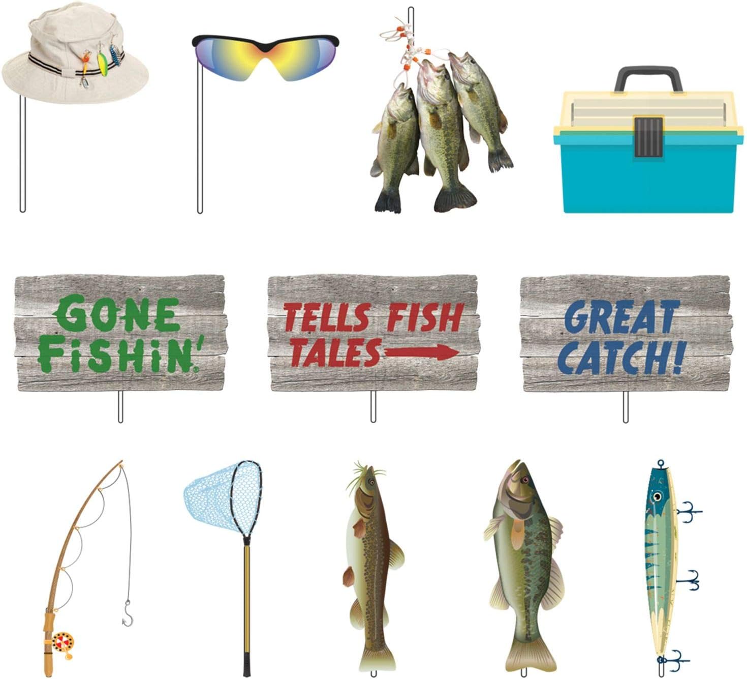 Amazon.com: Kristin Paradise 25Pcs Gone Fishing Photo Booth Props with ...