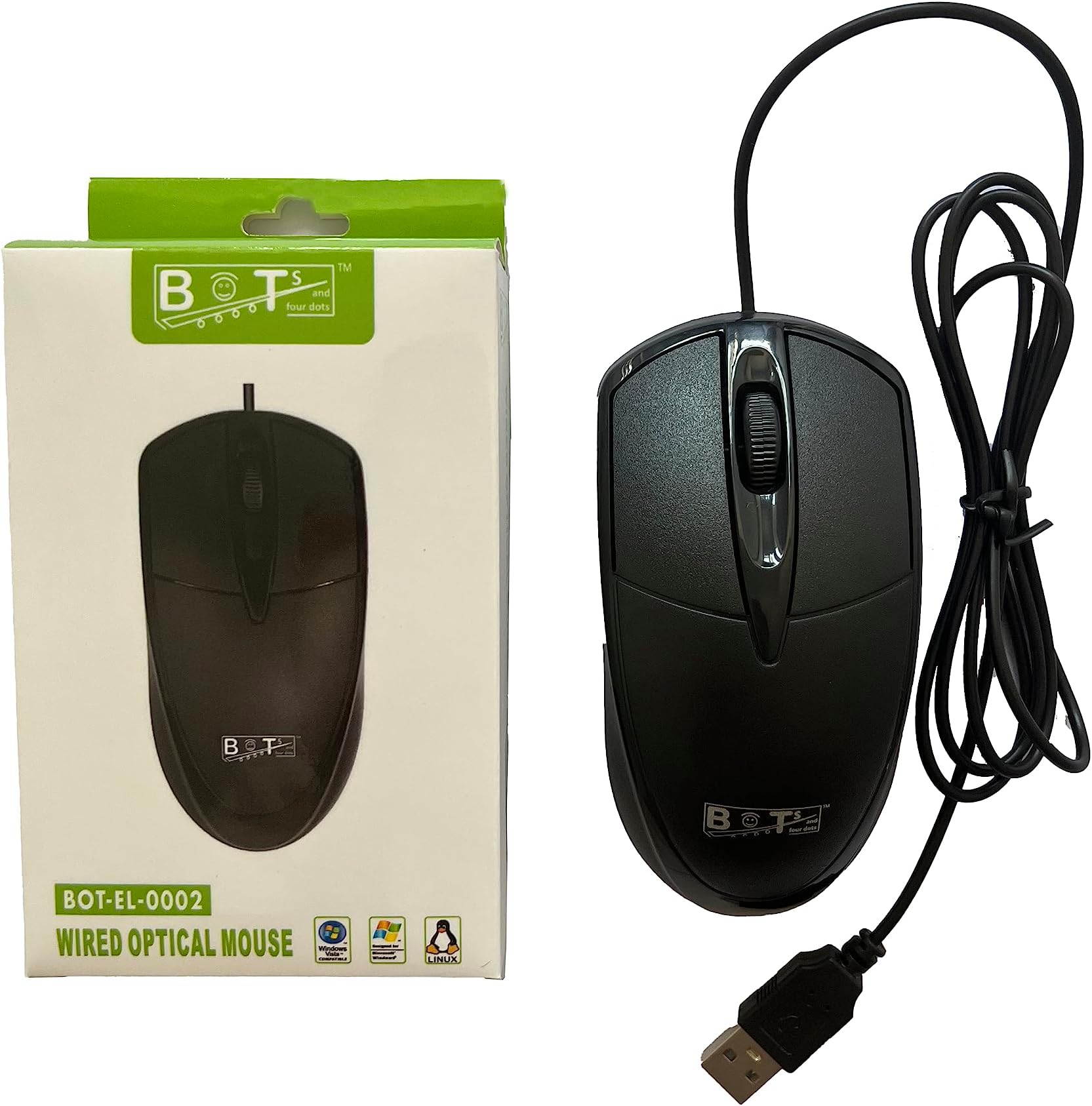 Amazon.com: BOTs and four DOTs, Wired Optical Mouse for Desktop and ...