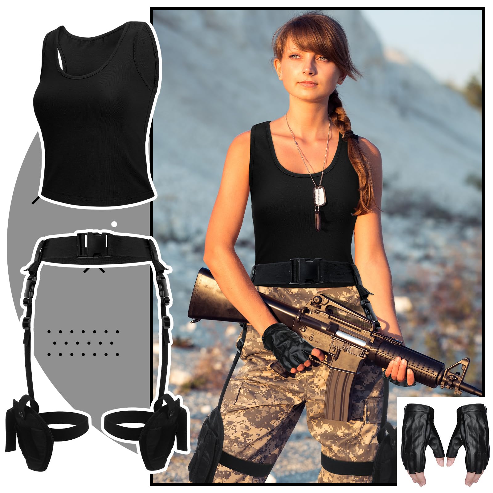 Jiuguva 3 Pcs Halloween Thigh Holsters Costume for Women Leg Gun ...
