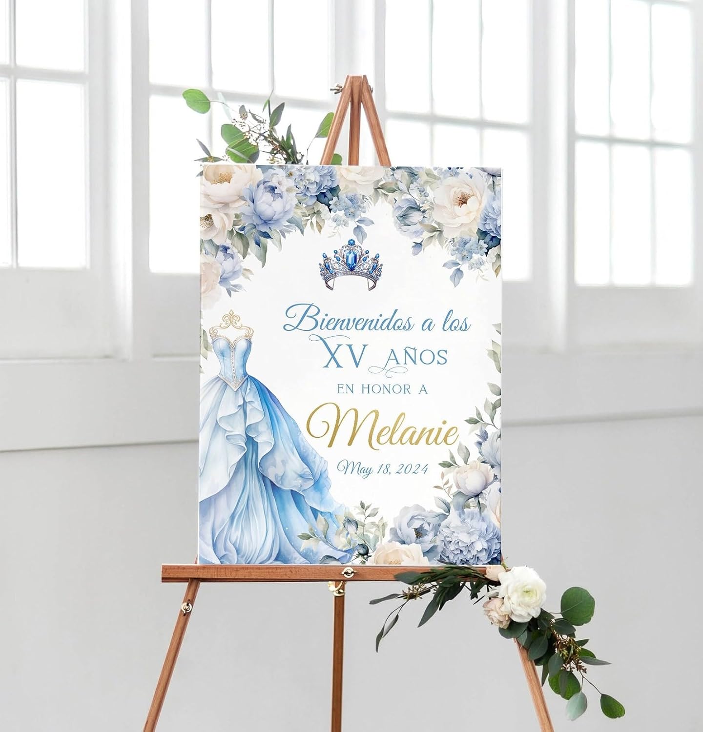 Amazon.com : Quinceanera Sign, 15 Sign For Quinceañera, Cinderella Blue ...