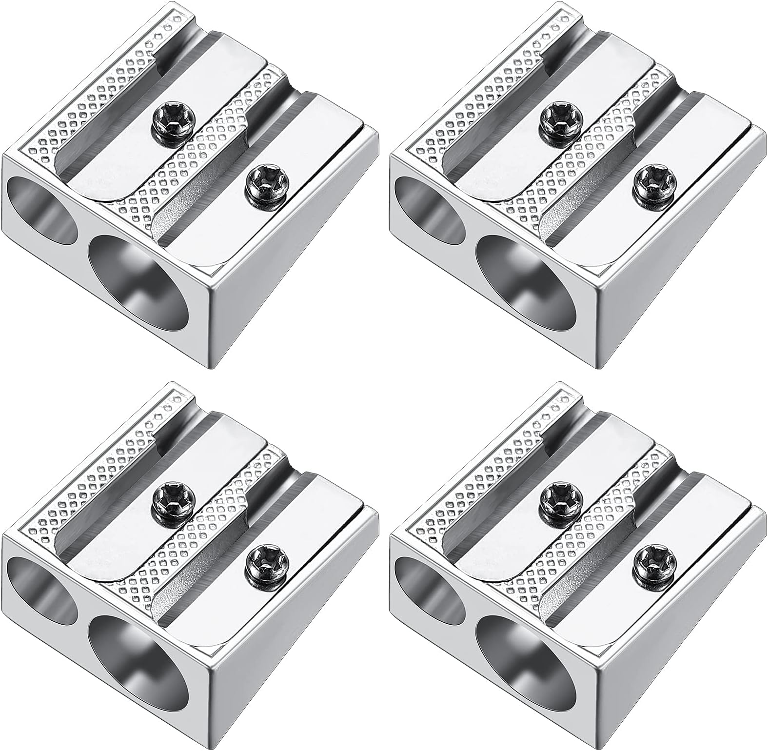 Zonon 4 Pieces Metal Pencil Sharpener Double Hole Handheld Crayon ...