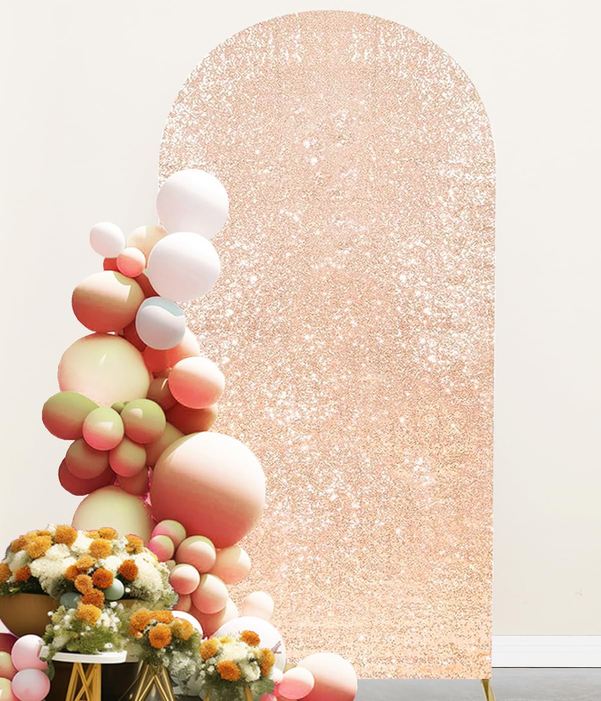 Amazon.com : 7.2 FT Arch Backdrop Cover Rose Gold Sequin Arch Backdrop ...