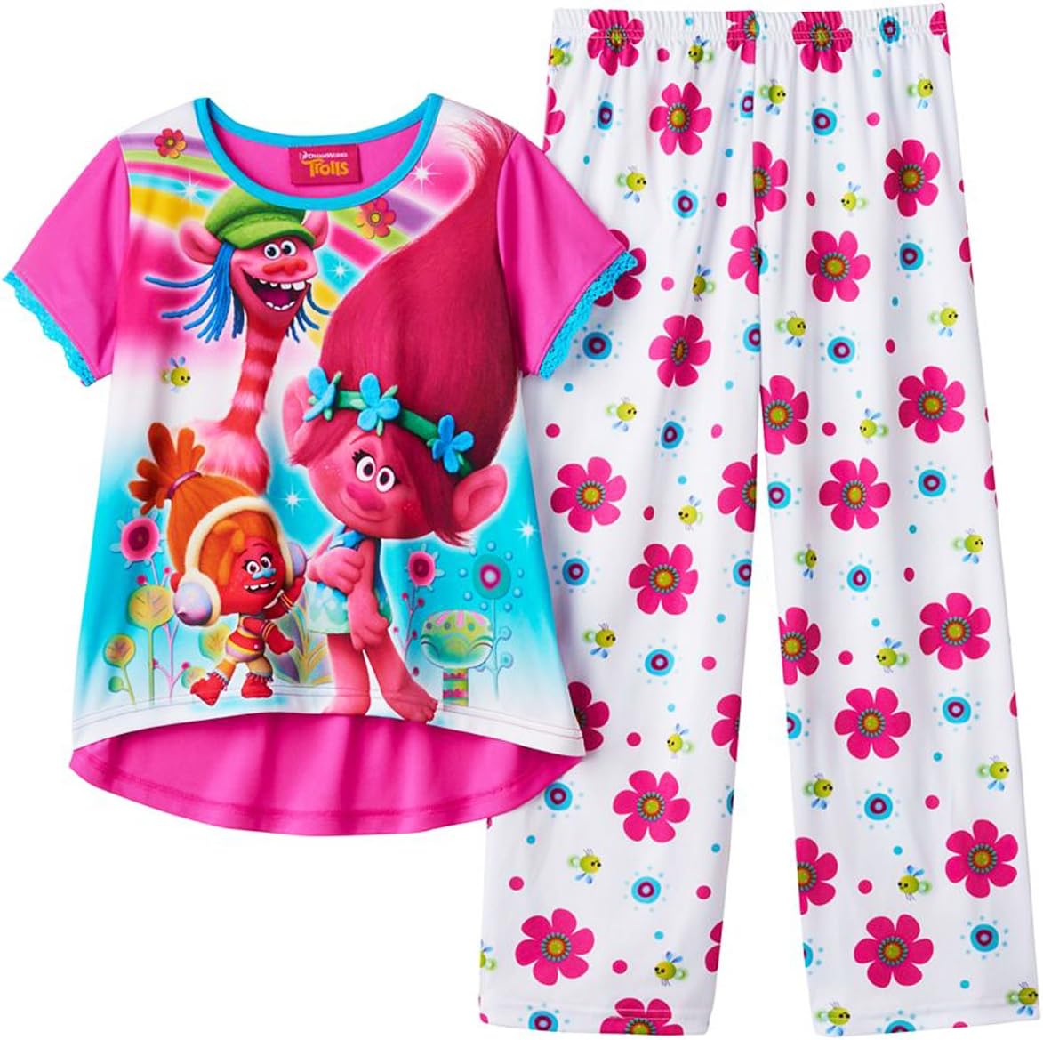 Amazon.com: DreamWorks Trolls Girls Pajamas (10, Trolls Pink/White ...