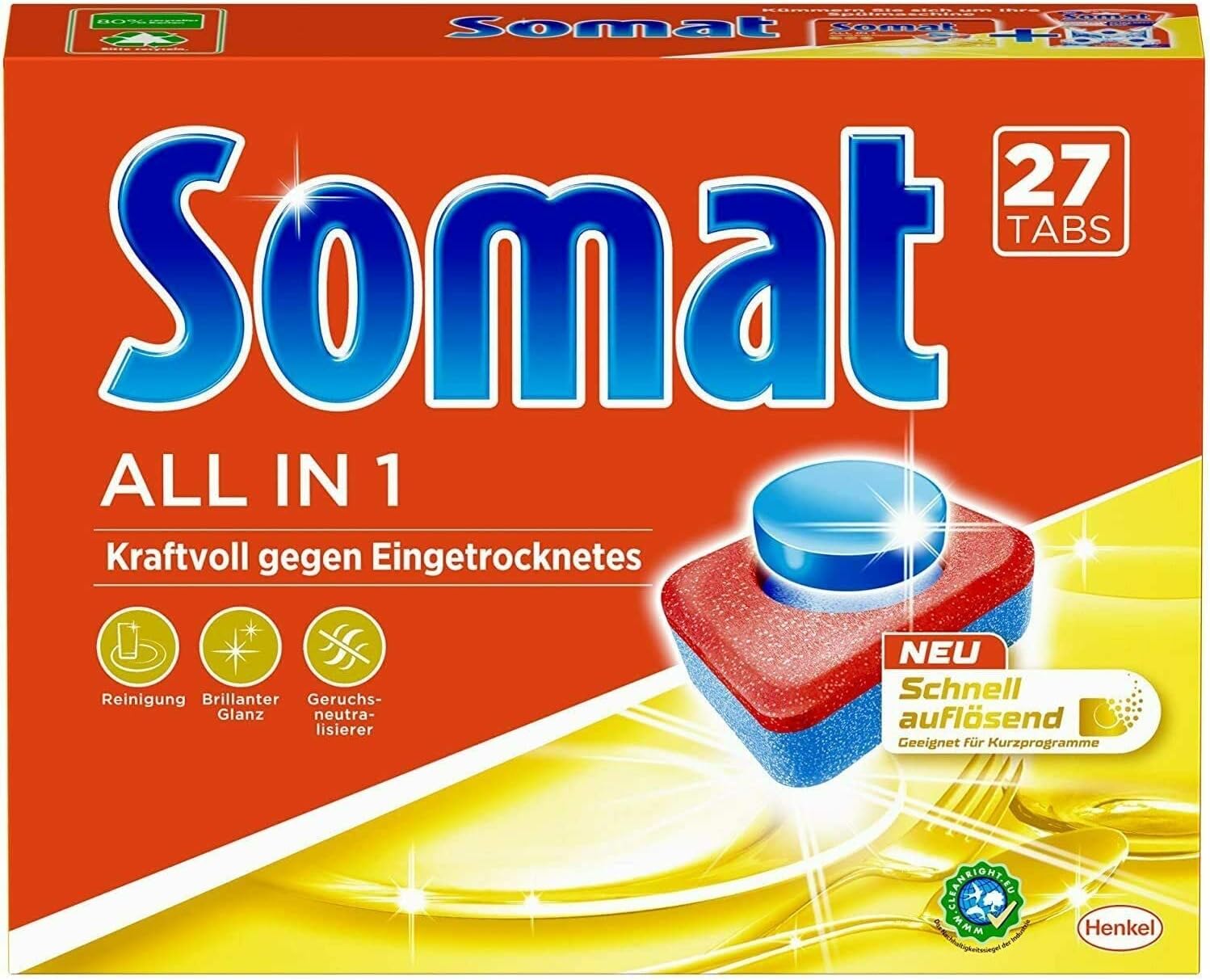 Amazon.com: Somat All in 1 Dishwasher Tabs | Dishwasher Tabs For Daily ...