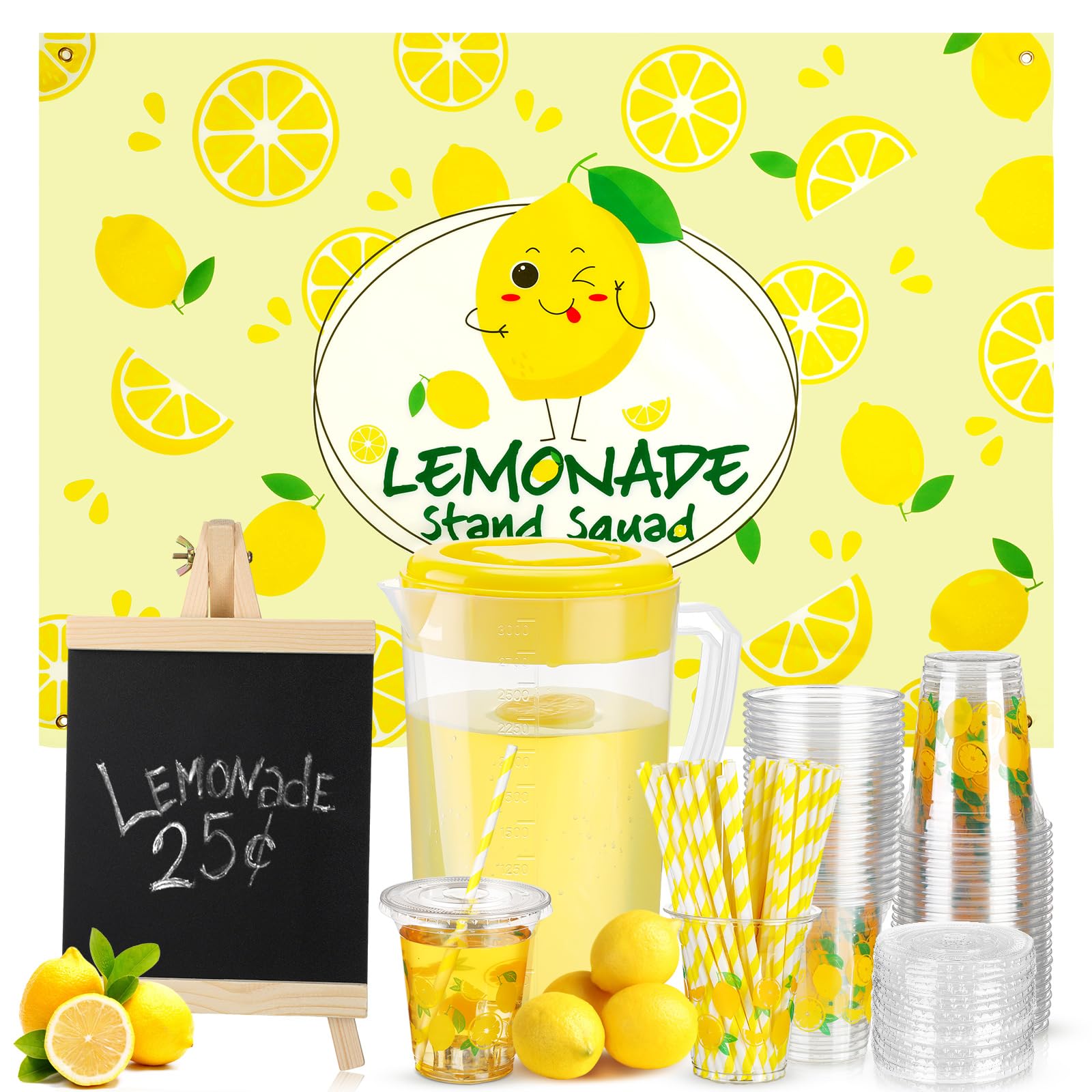 Amazon.com: Bokon Lemonade Stand Supplies Include 100 Pcs Lemonade Cups ...