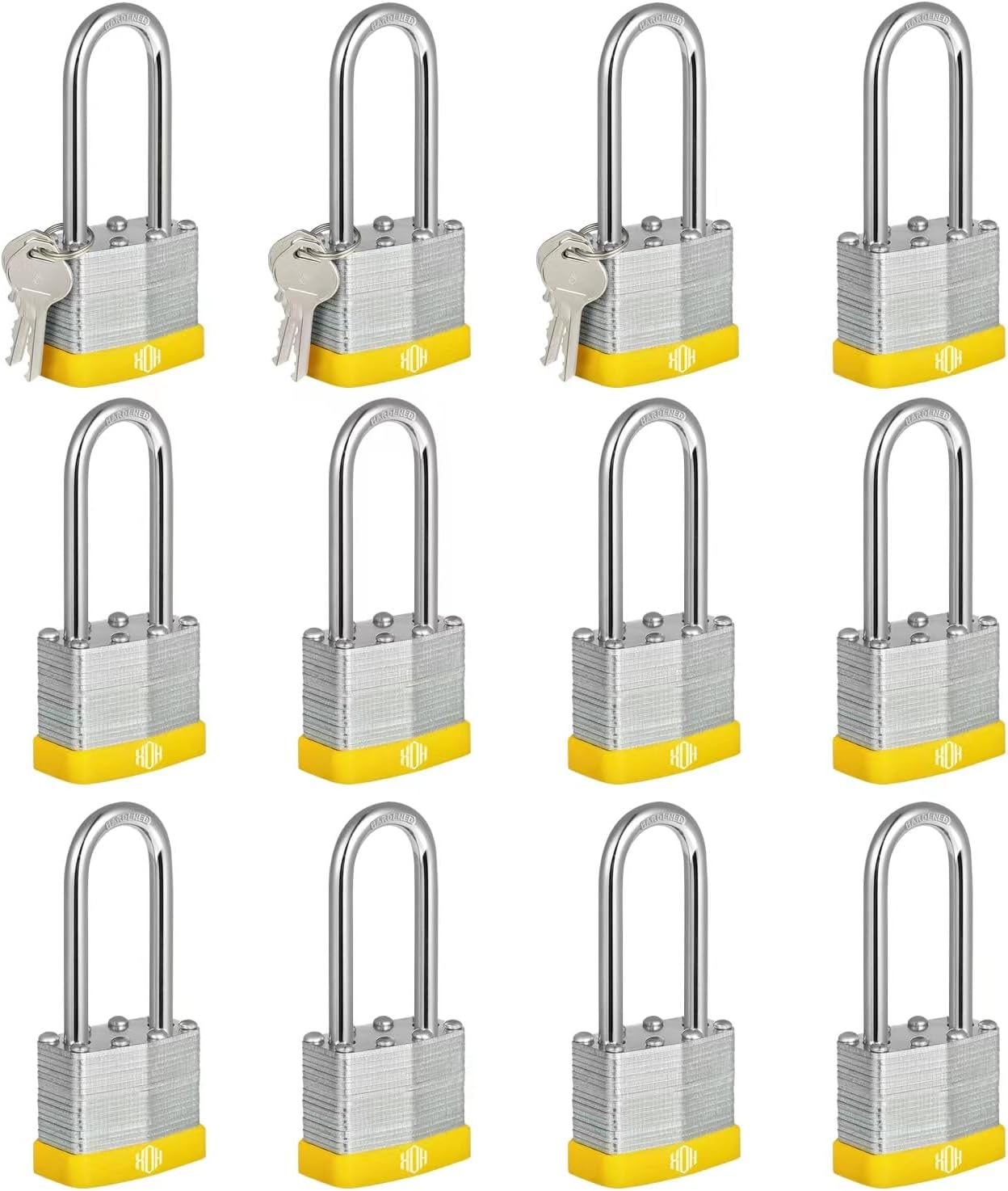 HOX Keyed-Alike Padlocks w/ 2” Long Hardened Shackle, 1-9/16” Wide Body ...