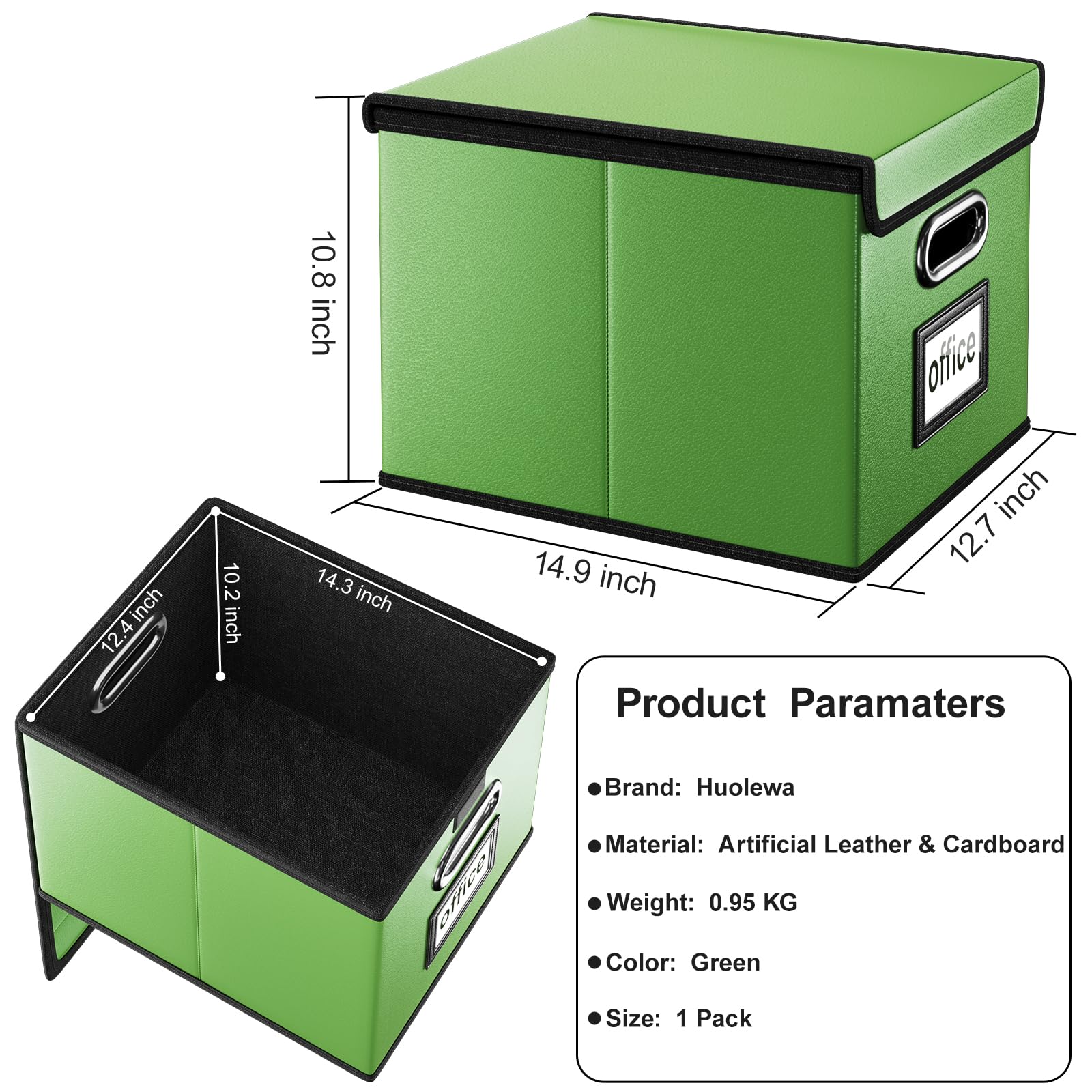 Collapsible Leather File Storage Box With Lid Huolewa Leather File ...