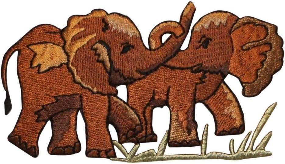 Amazon.com: ID 0681 Baby Elephants Playing Patch Tiny Kid Wild ...