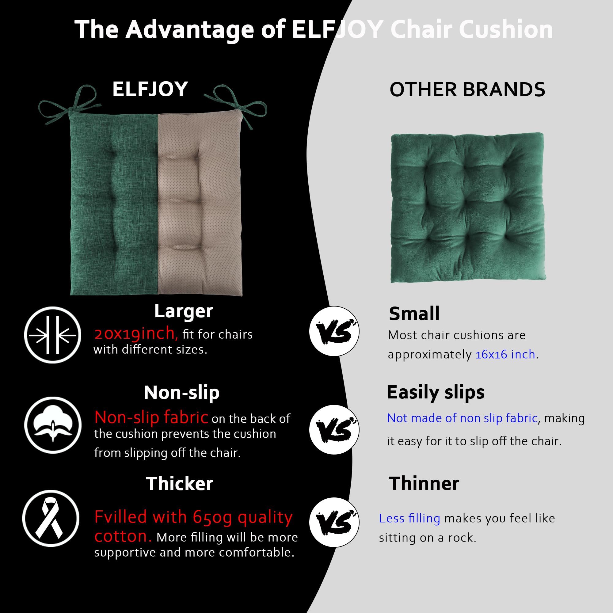 Snapklik.com : ELFJOY Extra Large Rocking Chair Cushion Non-Slip Linen ...