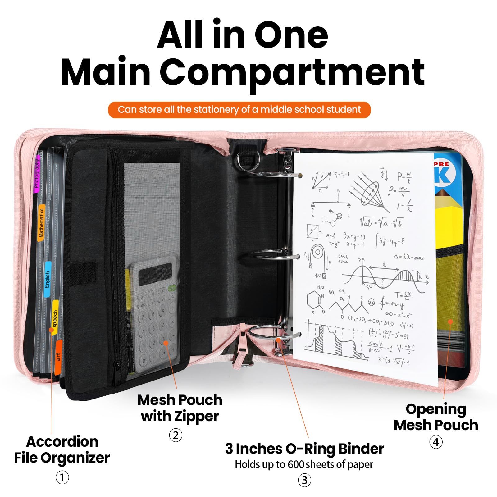 3 Ring Binder With Zipper SUNEE Zipper Binder With Shoulder Strap - 3 ...
