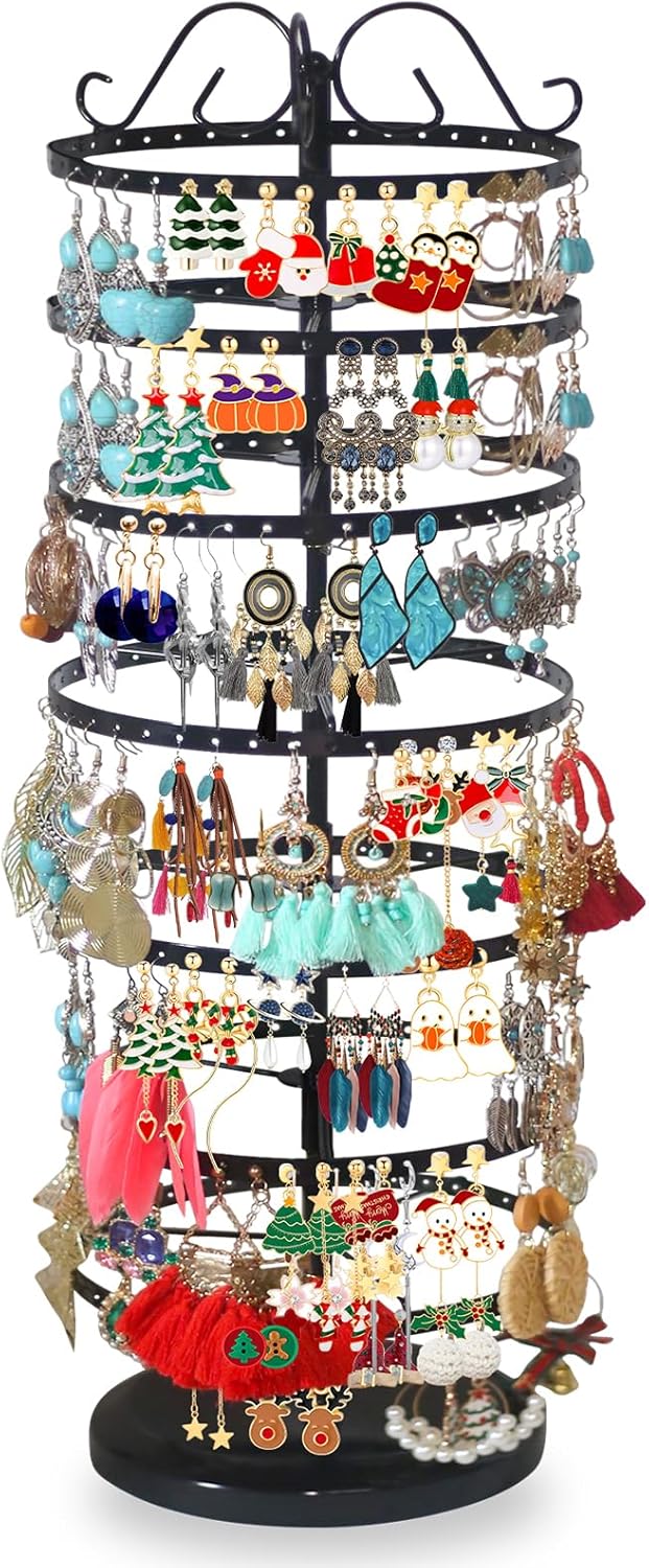 Amazon.com: NAICHAA 7 Tiers Rotating Earring Holder Organizer Metal ...