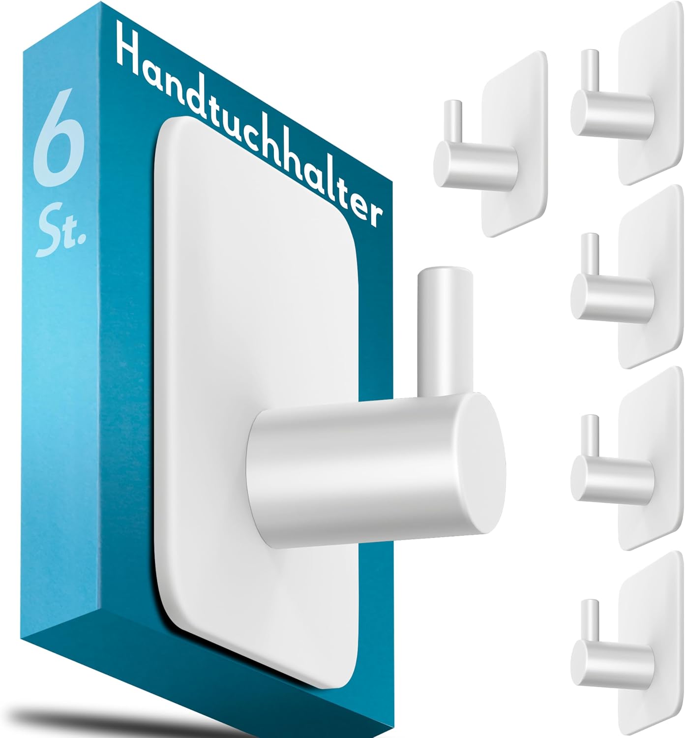 Menz Handtuchhalter ohne Bohren, 6 Stück, weiß - Edelstahl Badezimmer ...