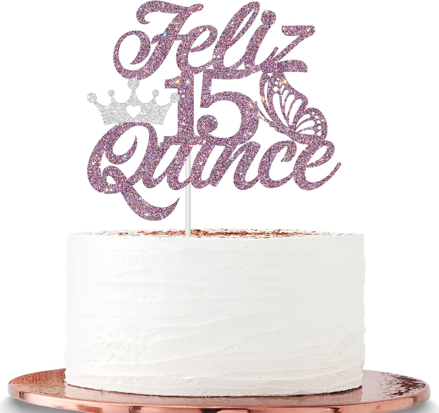 Amazon.com: Halawawa Purple Glitter Feliz Quince 15 Cake Topper ...