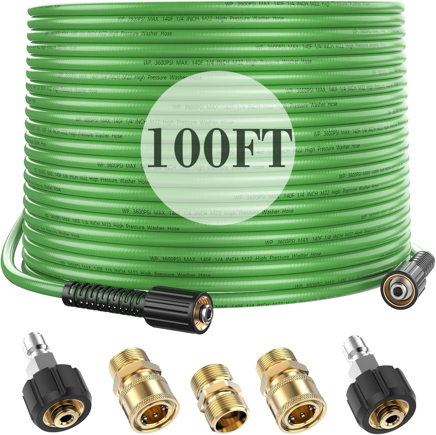 Amazon.com: HNYRI 100FT Pressure Washer Hose, Kink Resistant Power ...