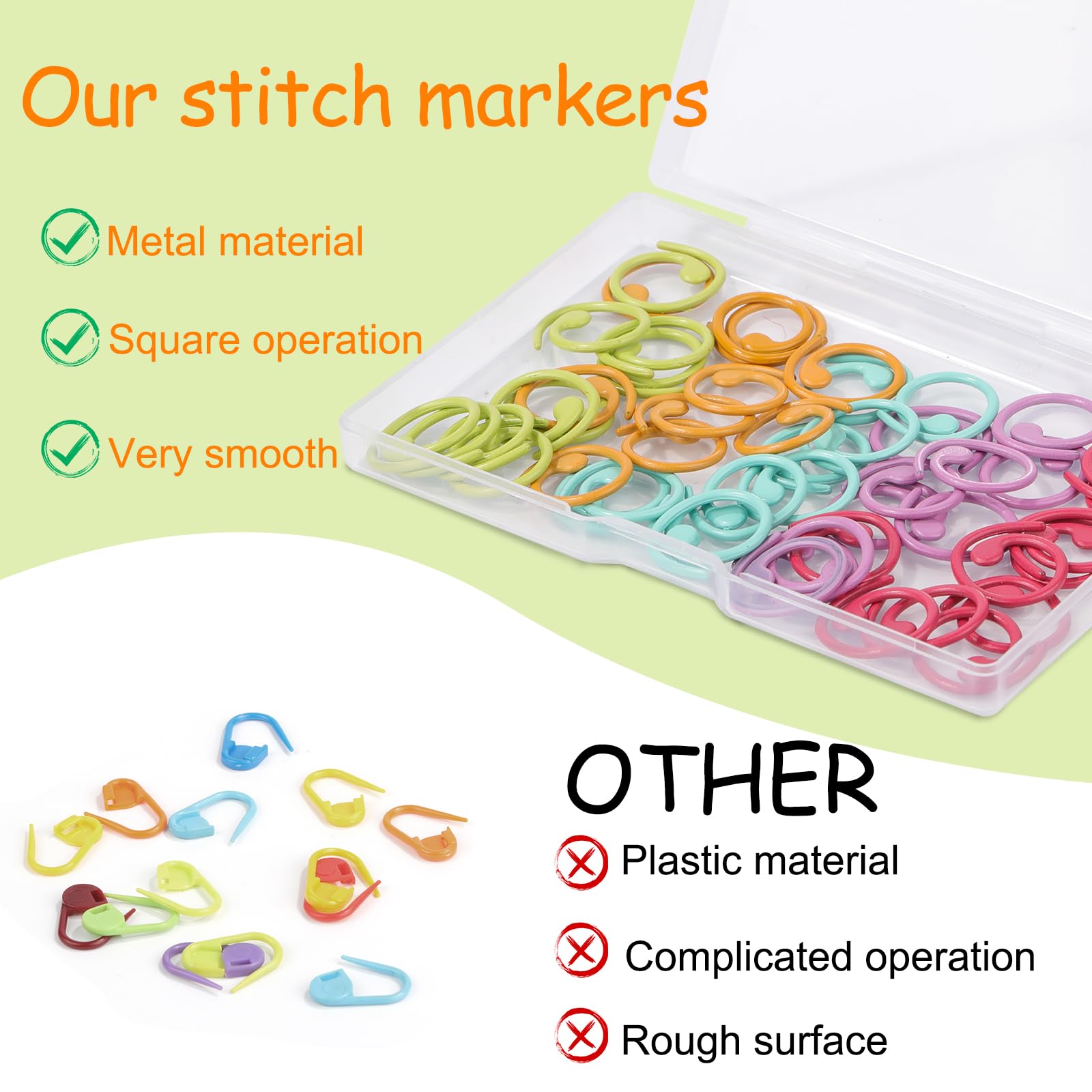 Snapklik.com : Lokunn 50 Pcs Metal Stitch Markers, 5 Color Helical ...