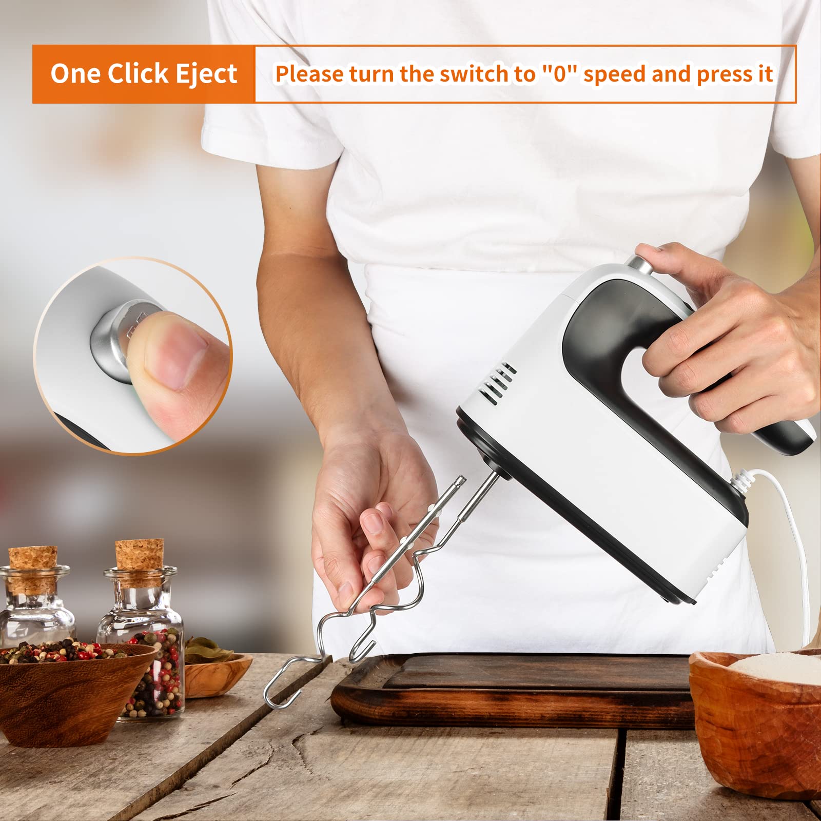 Yomelo 9-Speed Digital Hand Mixer Electric, 400W Powerful DC Motor ...